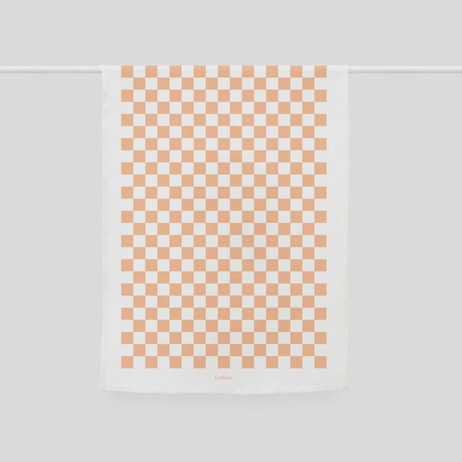 Checkers Teatowel - Peach